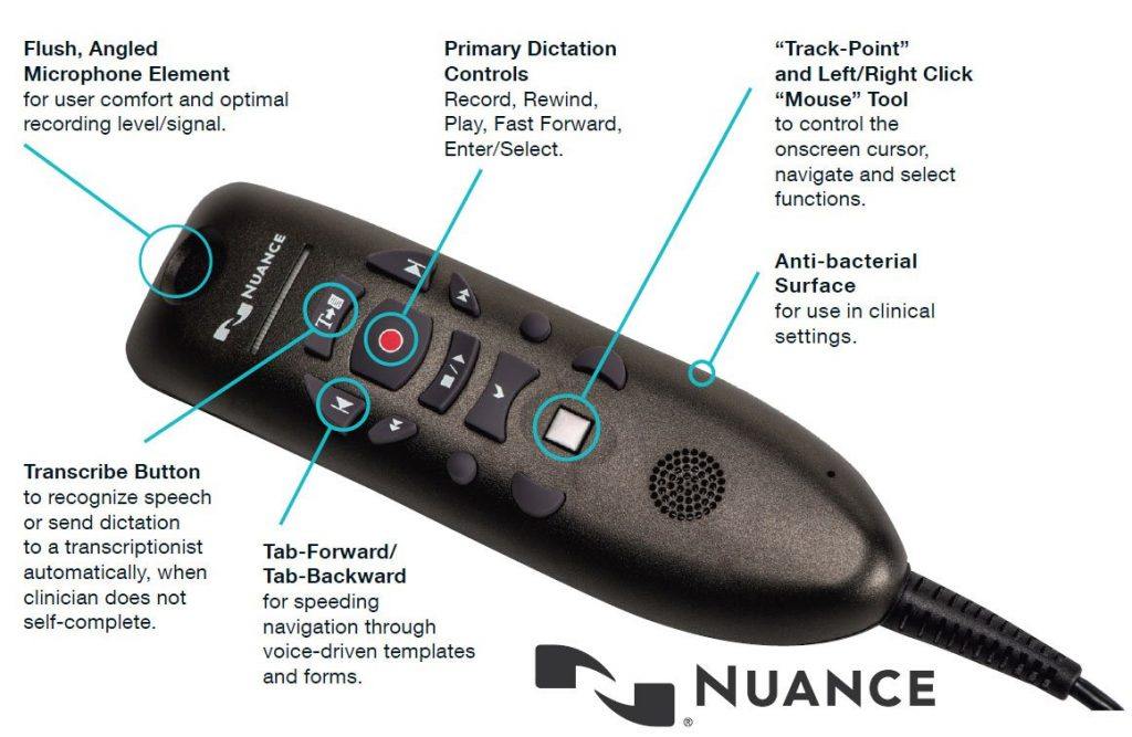 Nuance Powermic III microphone with 3 foot, 9 foot or Coiled Cord vers ...